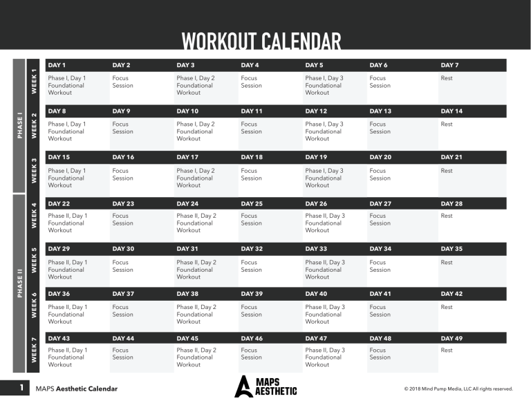 MAPS Aesthetic Workout Calendar