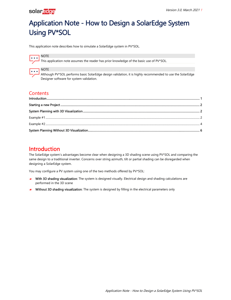SolarEdge System Design with PV*SOL: Application Note