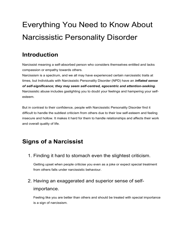 Narcissistic Personality Disorder: Signs, Causes, Treatment