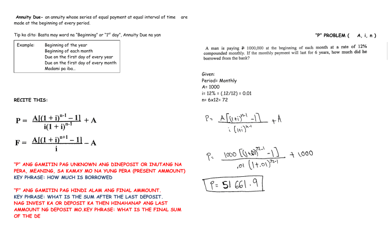 Annuity Due Lecture Notes: Formulas & Examples