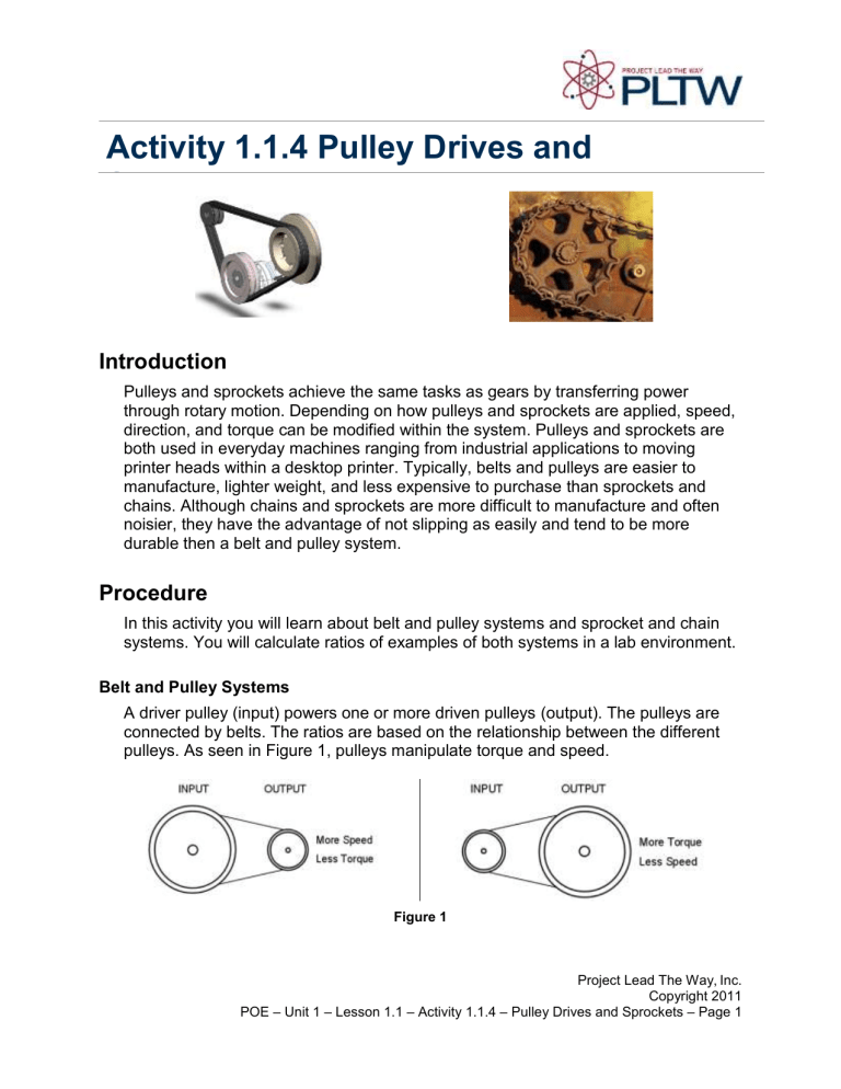 Pulley & Sprocket Drives Activity: Ratios & Torque