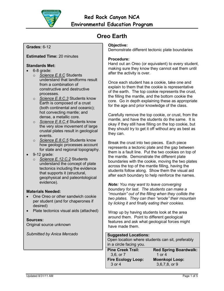 Oreo Earth: Tectonic Plates Lesson Plan (Grades 6-12)
