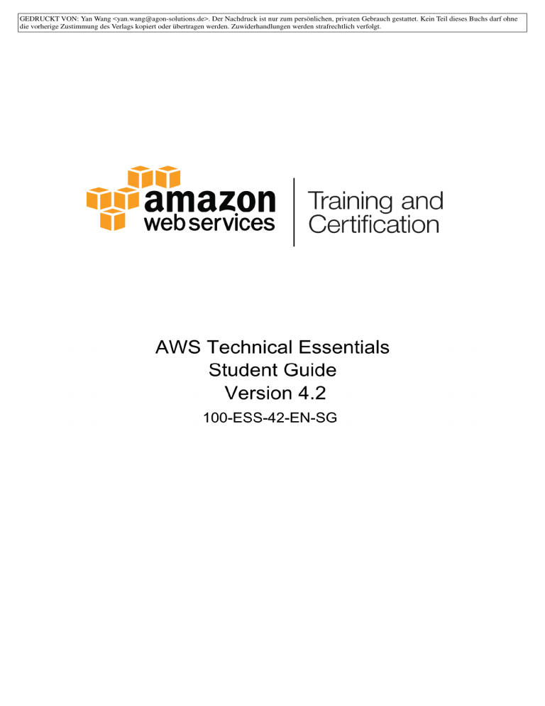 AWS Technical Essentials Studentenleitfaden Version 4.2