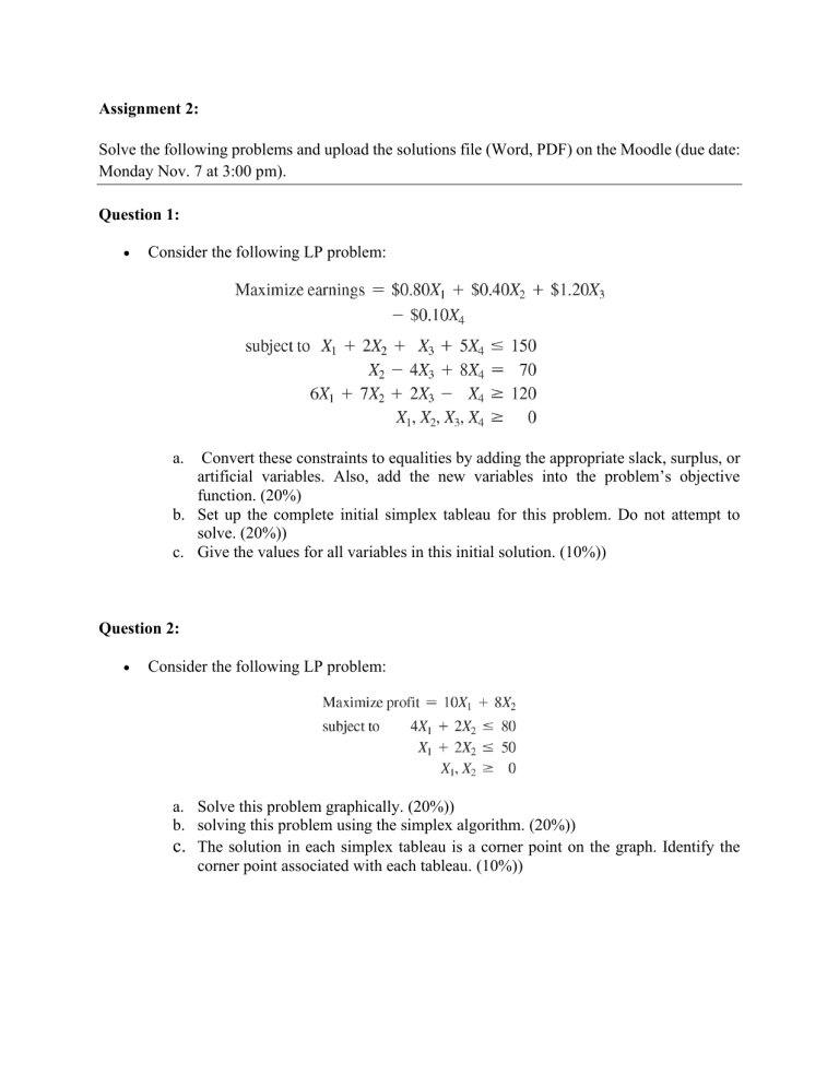 Linear Programming Assignment: Simplex & Graphical Solutions
