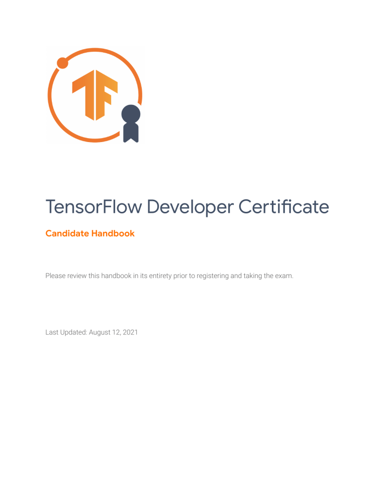 TensorFlow Developer Certificate: Candidate Handbook