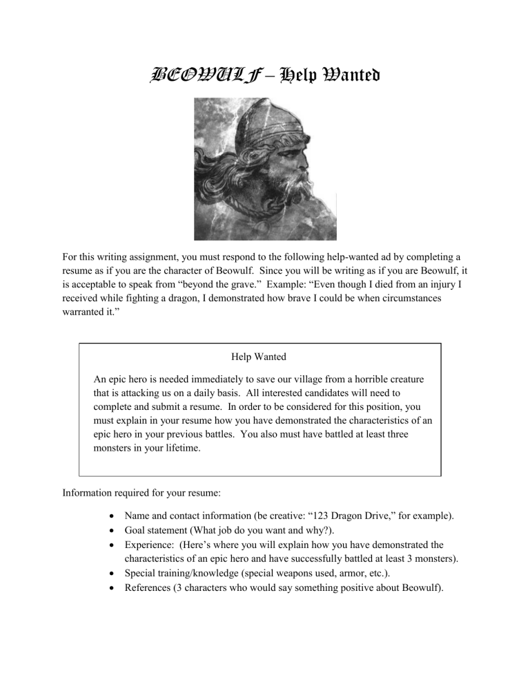 Beowulf Resume Assignment