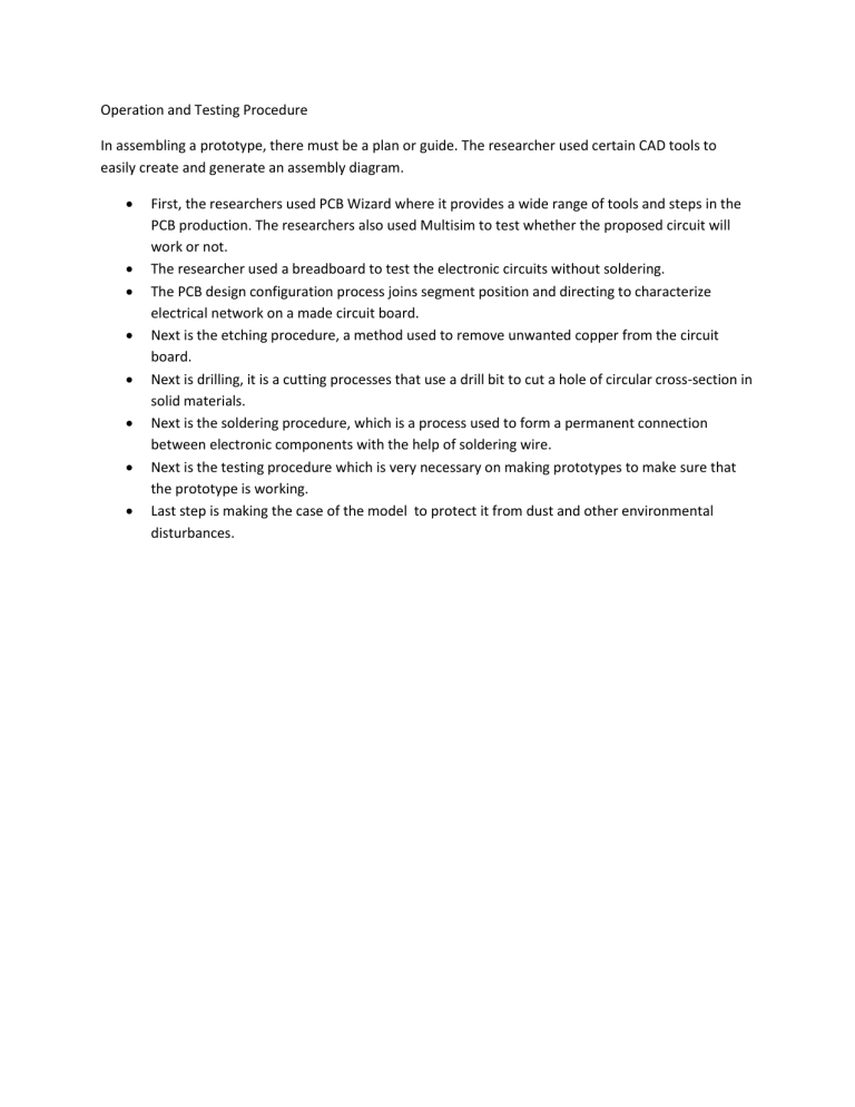 Prototype Operation & Testing Procedure