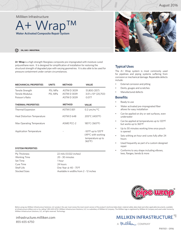 A+ Wrap Technical Data Sheet: Composite Repair System
