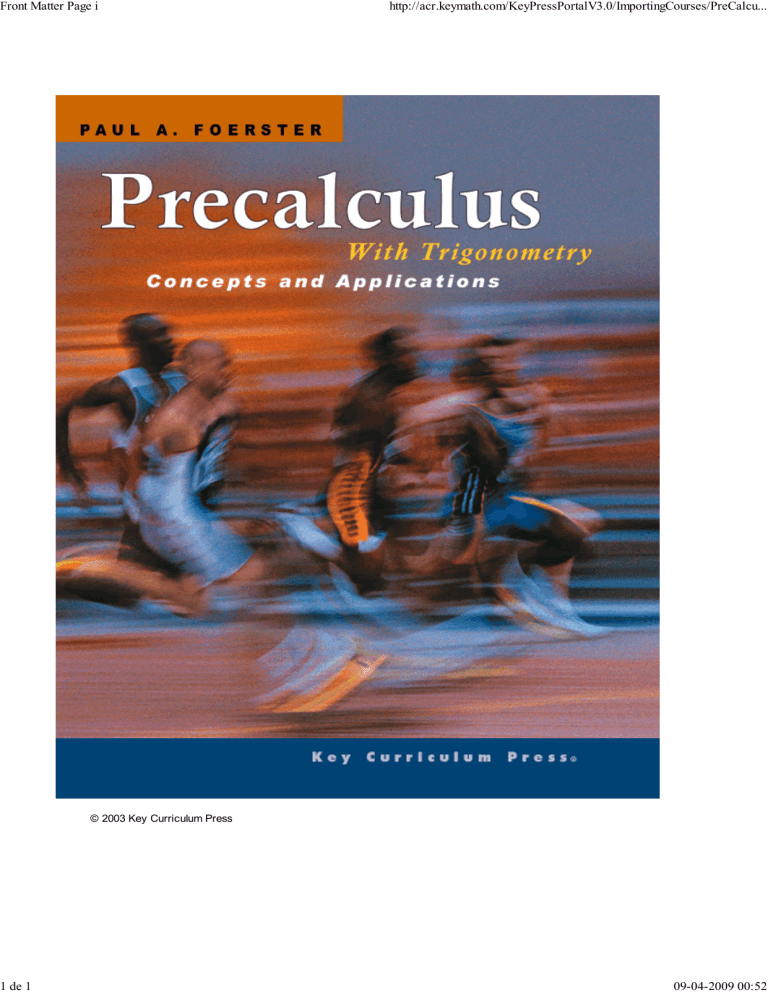 Precalculus with Trigonometry: Concepts and Applications
