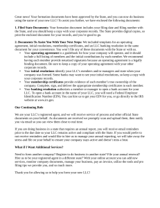 LLC Initial Resolutions & Operating Agreement