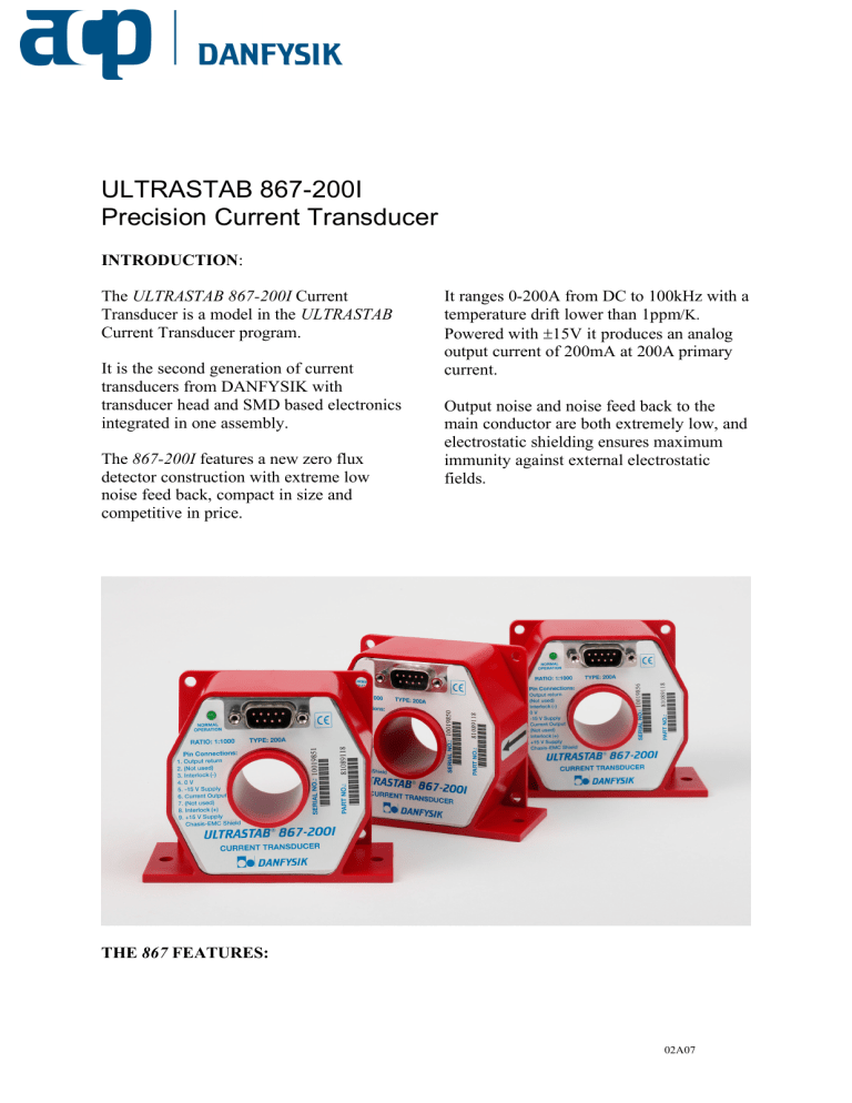 ULTRASTAB 867-200I Current Transducer Datasheet