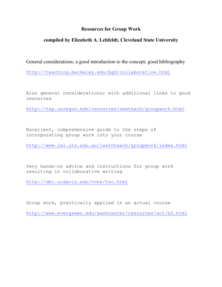 Group Work Resources: Guide & Assessment Rubrics