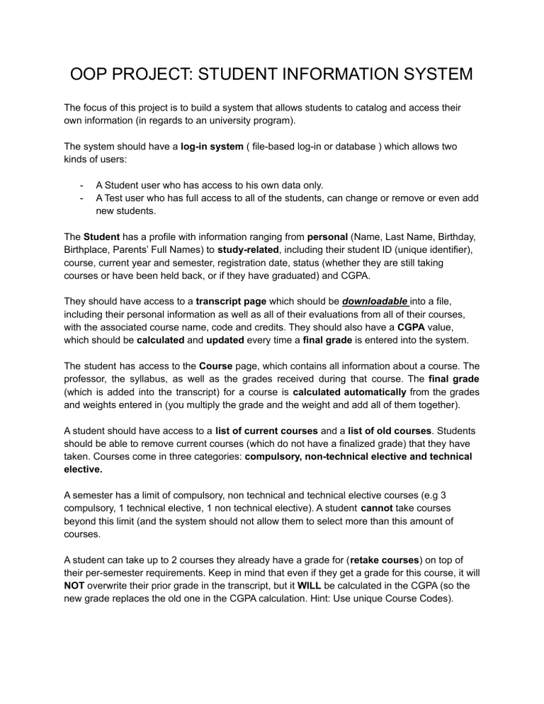 Student Information System OOP Project