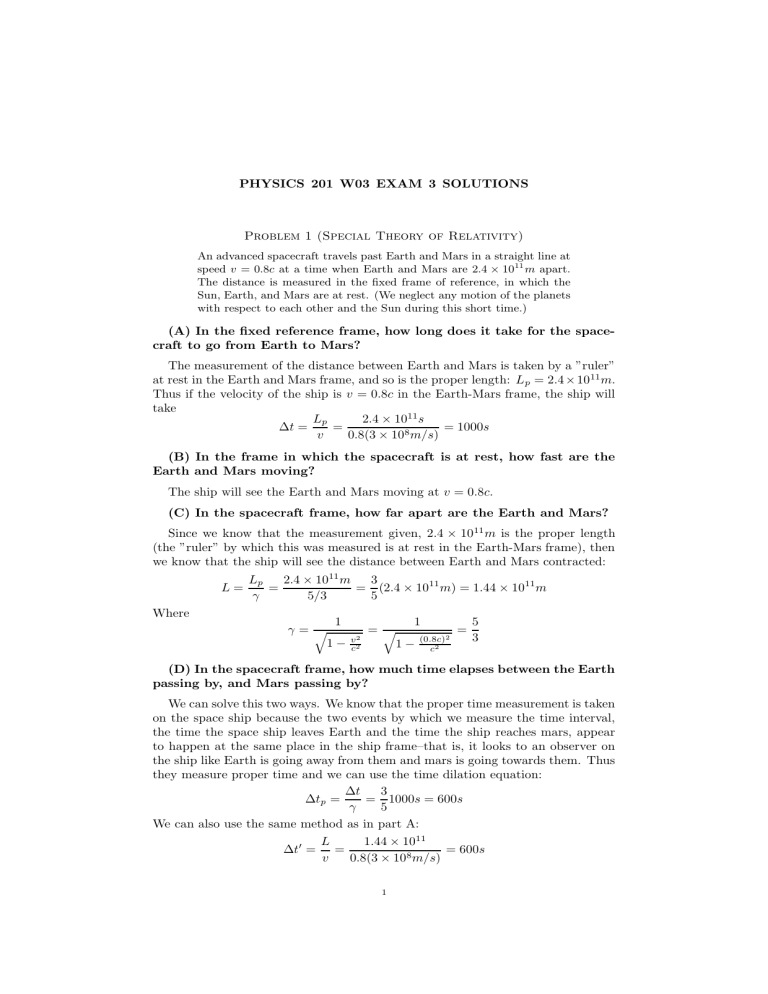 Physics Exam 3 Solutions: Relativity, Compton Effect
