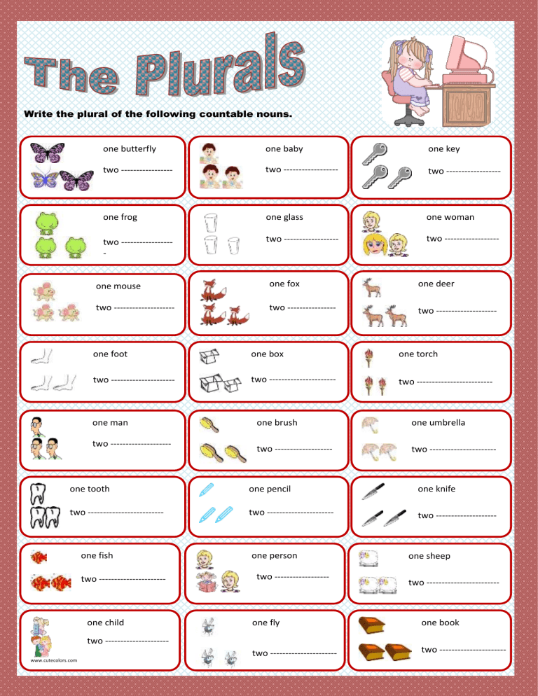 Plural Nouns Worksheet for Elementary School