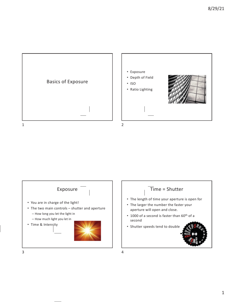 Photography Exposure Basics: ISO, Depth of Field, Ratio Lighting