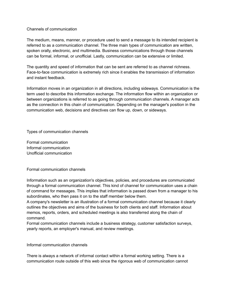 Communication Channels in Organizations