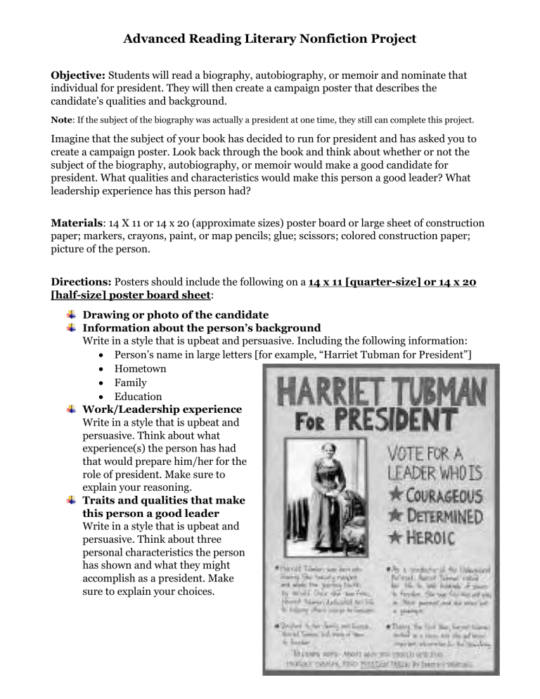 Literary Nonfiction Project: Campaign Poster Creation