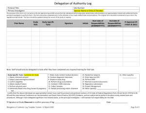 Delegation of Authority Log & Agreement Template