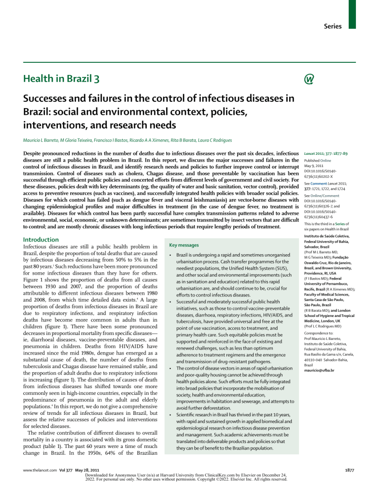 Infectious Disease Control in Brazil: Successes & Failures