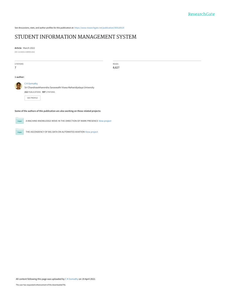 Student Information Management System (SIMS) Research