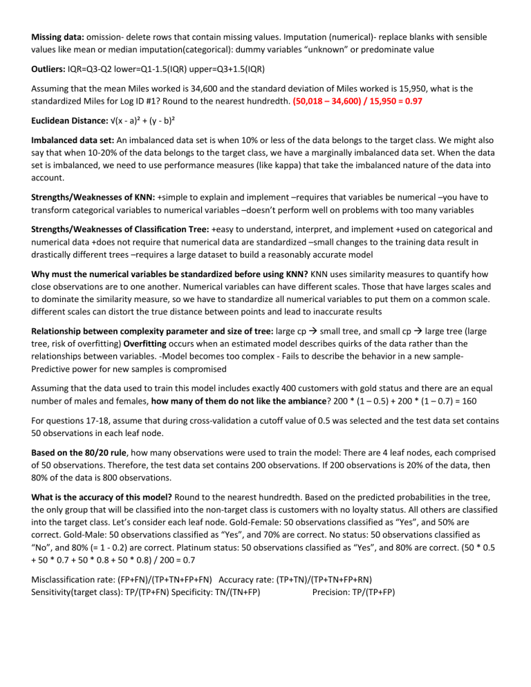 Data Mining & Machine Learning Cheat Sheet