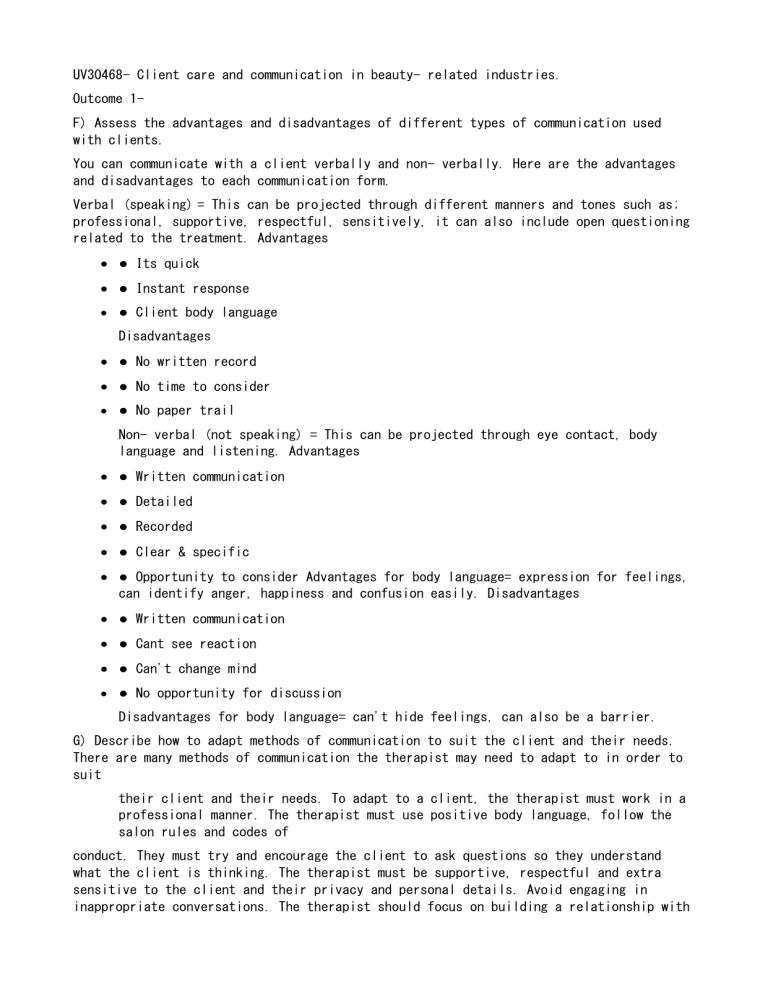 Client Care & Communication in Beauty: Study Guide