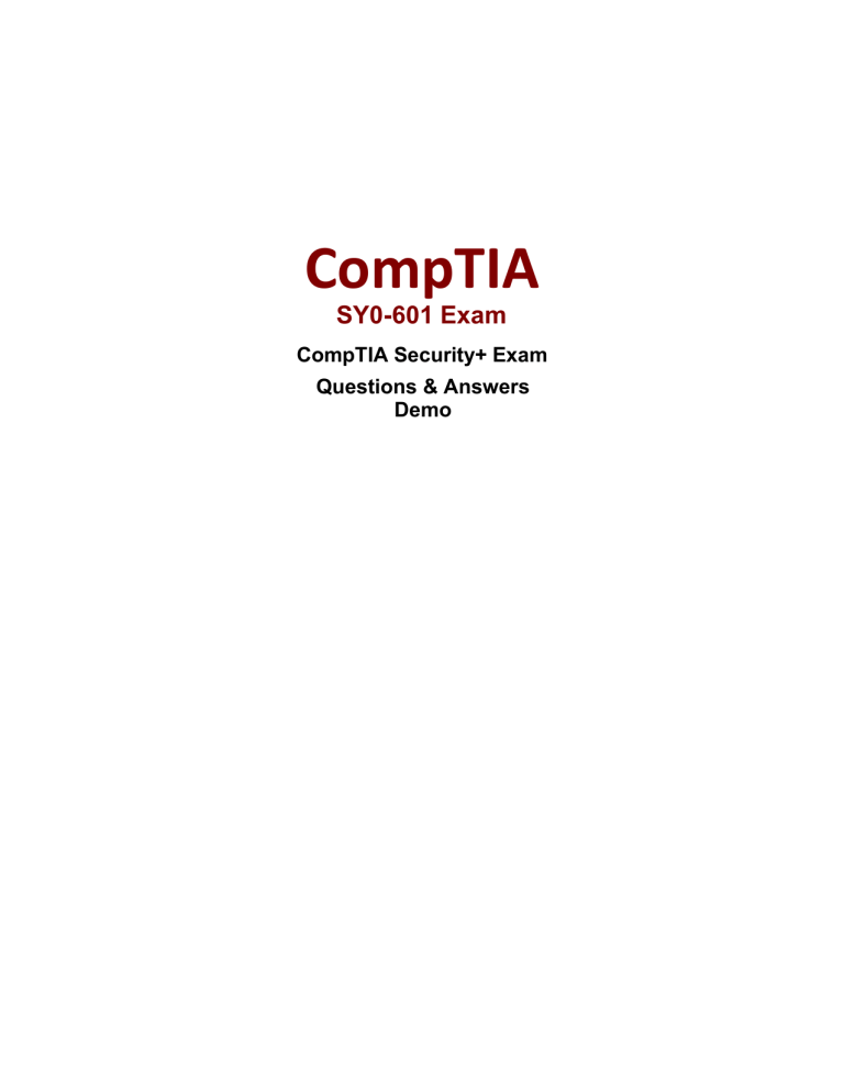 CompTIA Security+ SY0-601 Exam Questions & Answers Demo