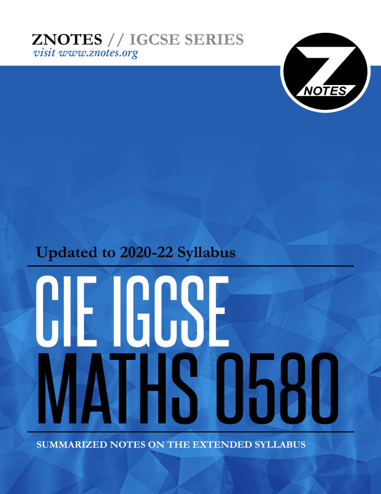 IGCSE Maths 0580 Study Notes: Number, Algebra, Geometry