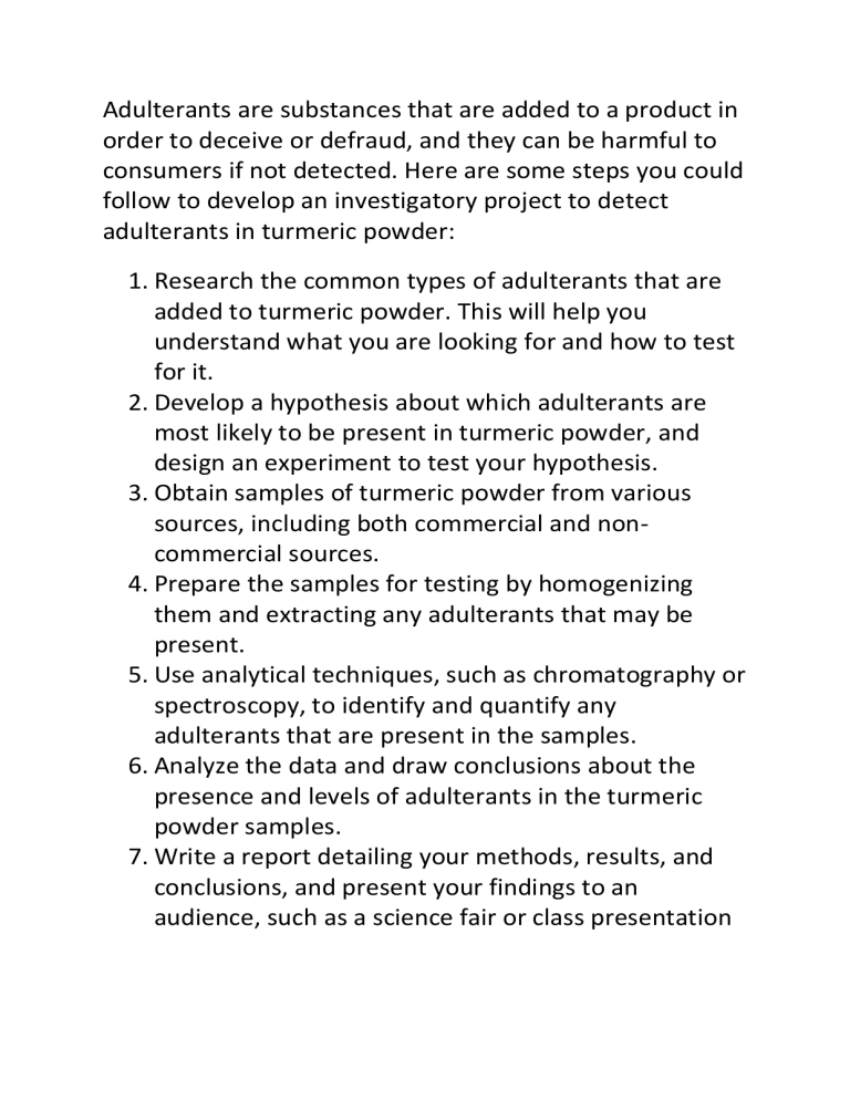 Turmeric Adulteration: Investigatory Project Guide