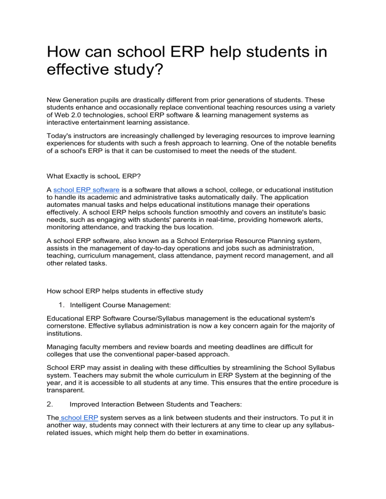 School ERP for Effective Student Study