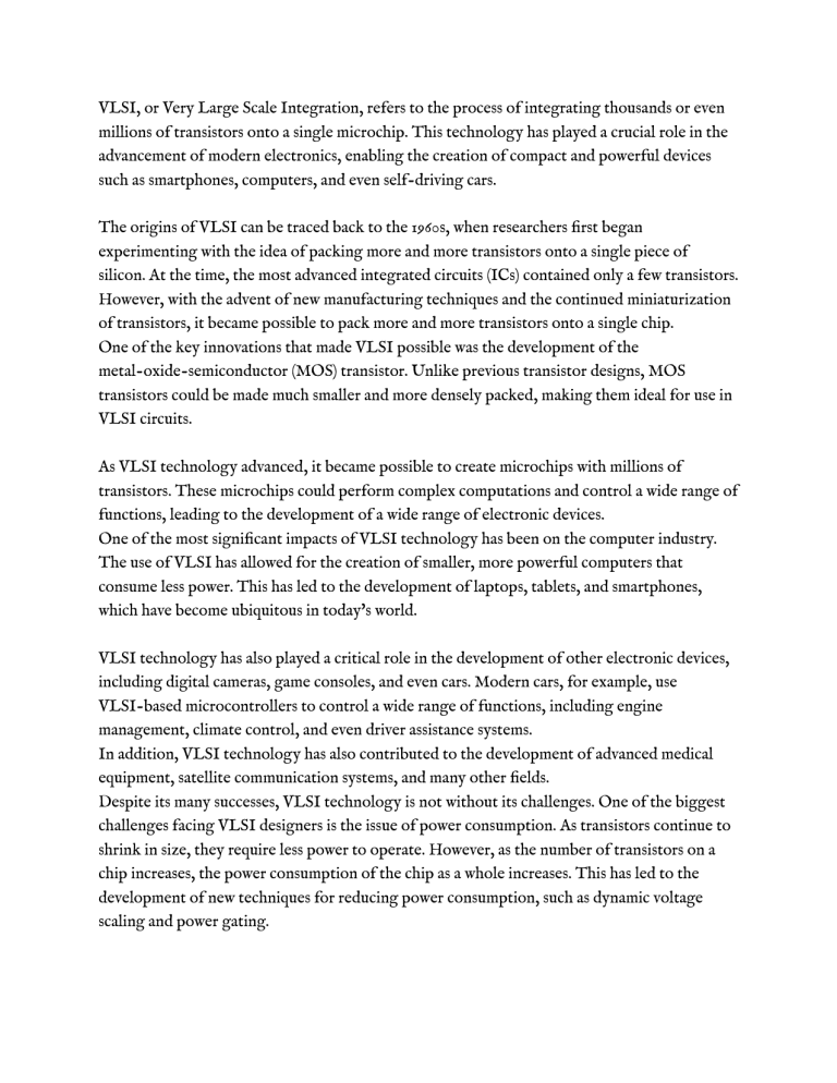 VLSI Technology: History, Impact & Challenges