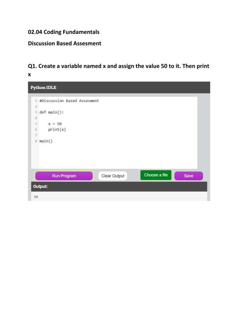 Coding Fundamentals Assessment - Python Basics