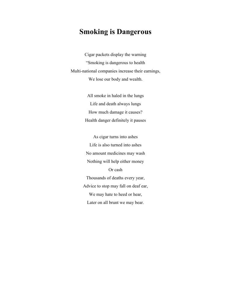 Smoking is Dangerous: A Poem on Health Risks