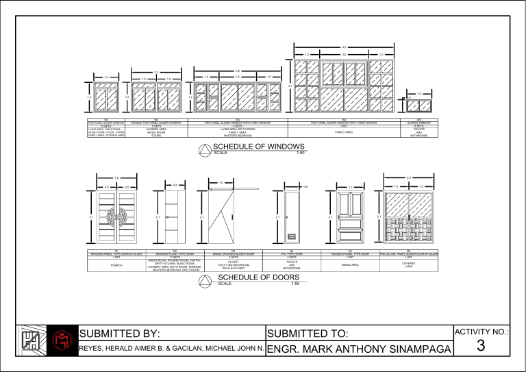 Window & Door Schedule - Architectural Drawing