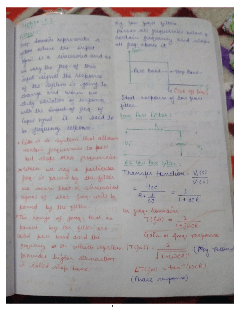 Low Pass Filter Lecture Notes