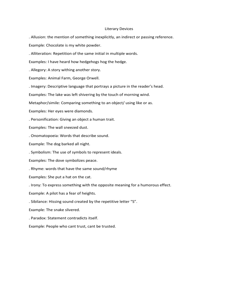 Literary Devices: Definitions and Examples