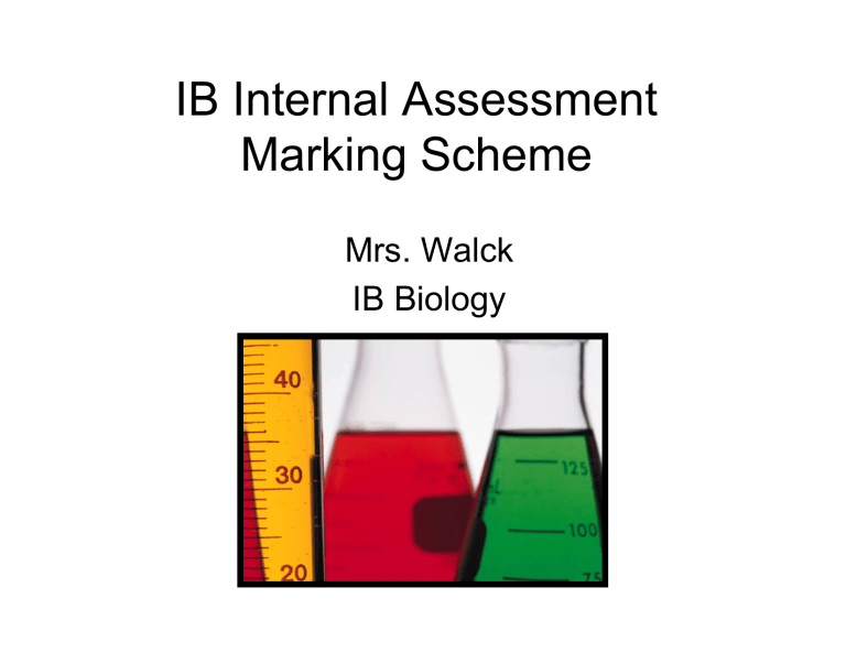 IB Biology Internal Assessment Marking Scheme