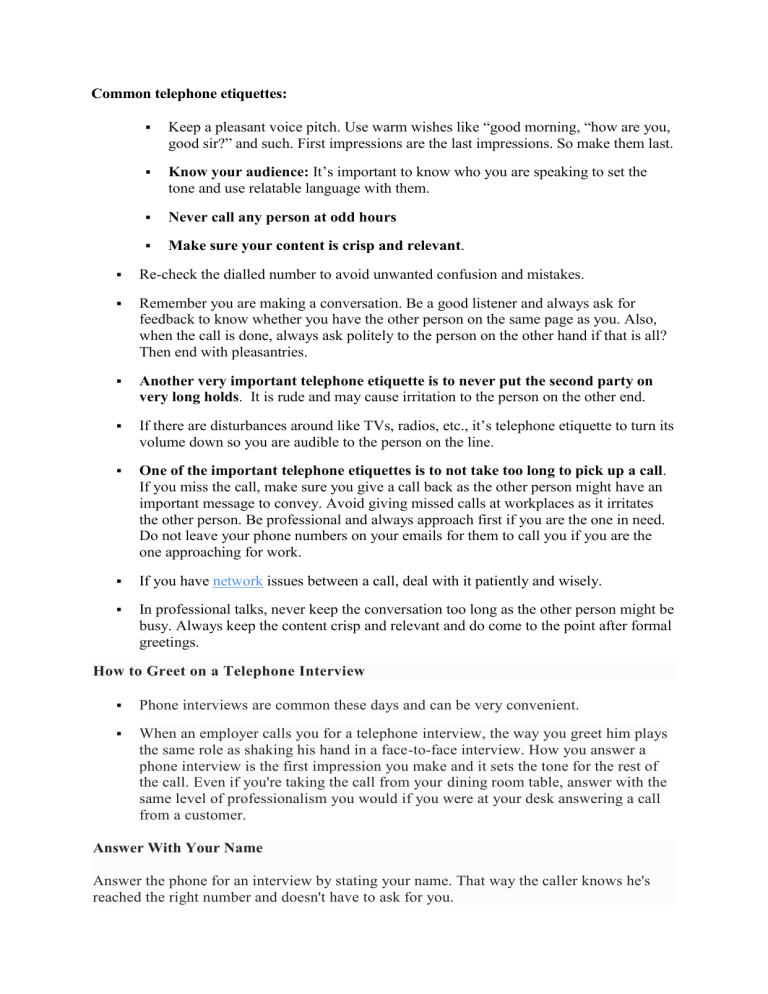 Telephone Etiquette Guide: Professional Communication Tips