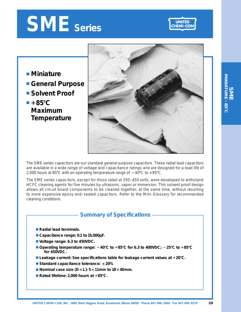 SME Series Capacitors Datasheet