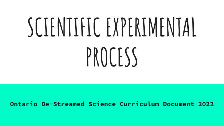 Scientific Experimental Process Curriculum