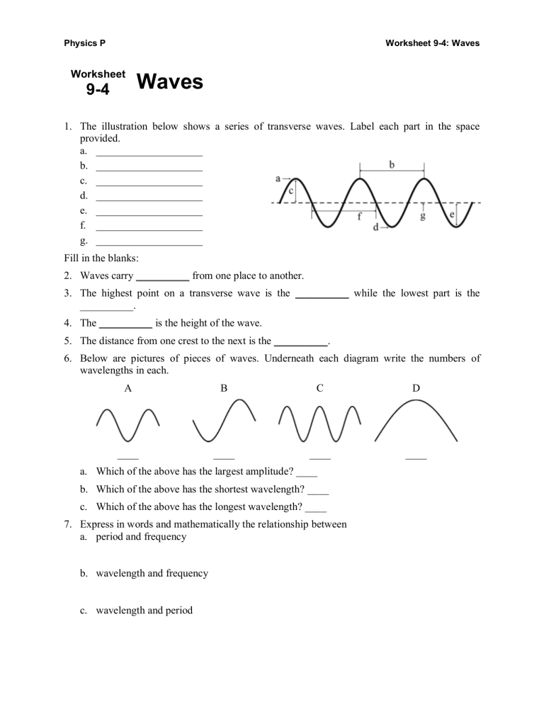 Physics Waves Worksheet: Properties & Calculations