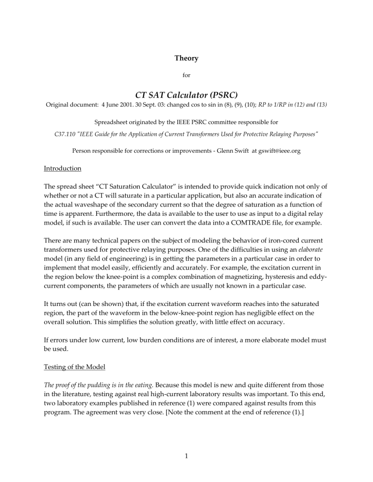 CT Saturation Calculator Theory