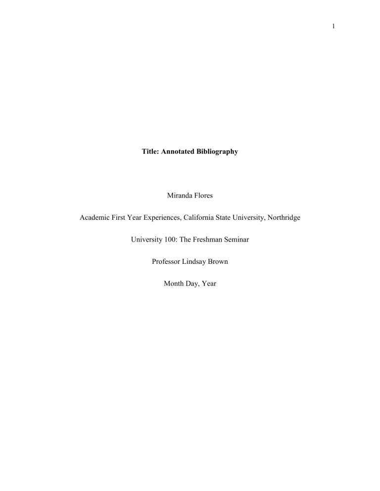 Annotated Bibliography Example & APA Formatting