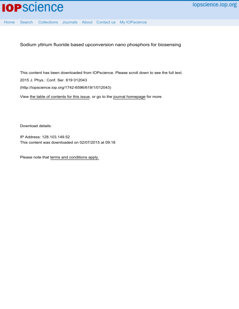 Upconversion Nano Phosphors for Biosensing