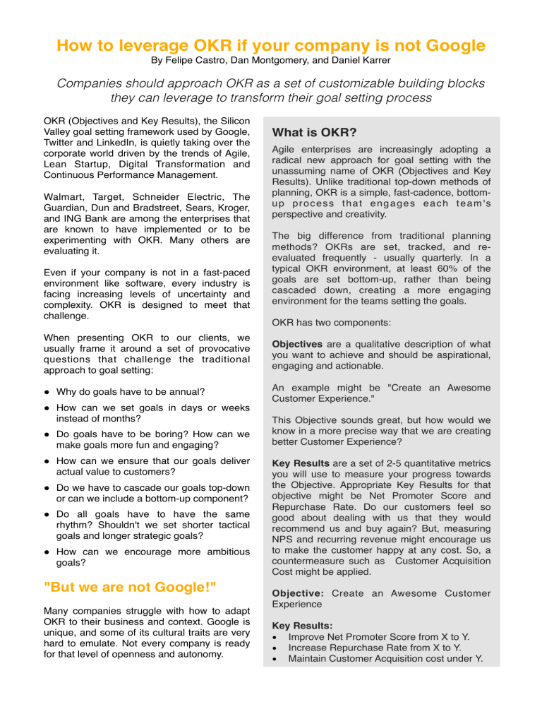 Leveraging OKR Beyond Google: A Guide