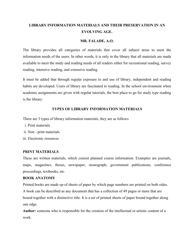 Library Materials Preservation: Types & Techniques