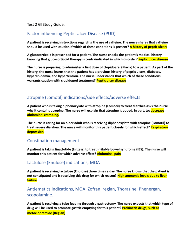 GI & Respiratory Study Guide