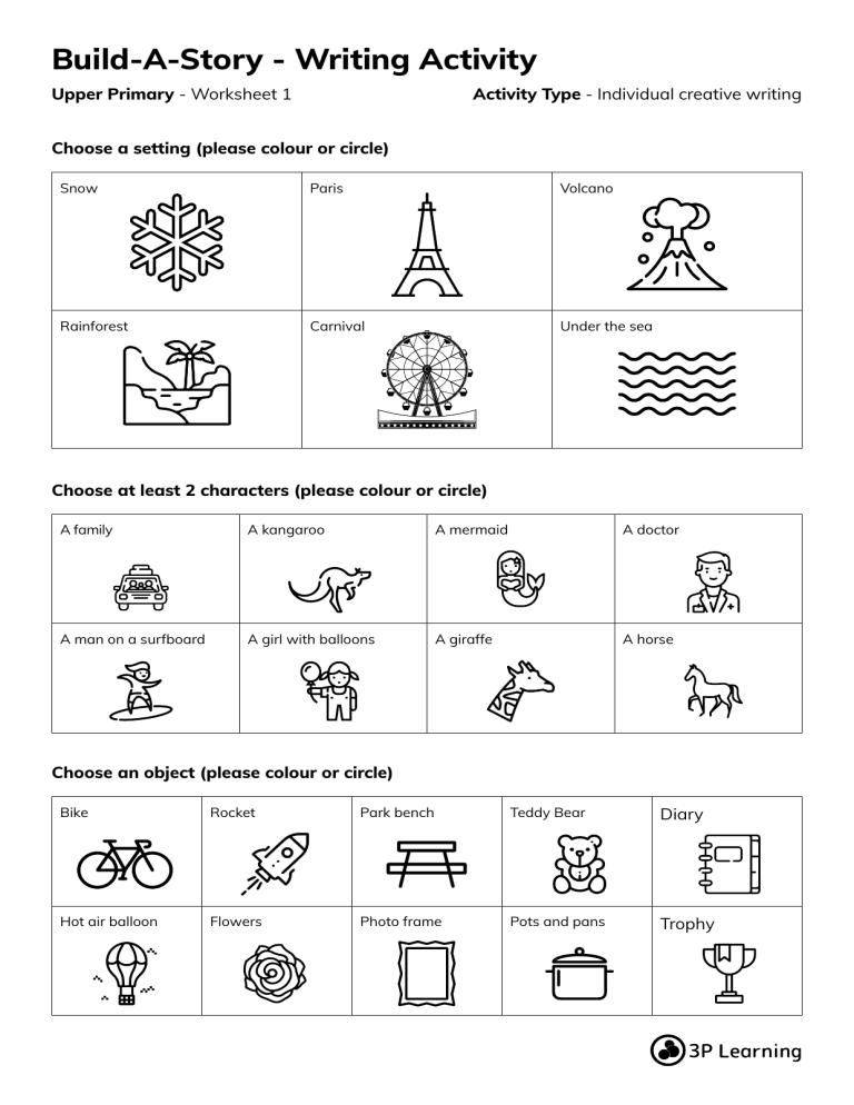 Build-A-Story Writing Activity Worksheet
