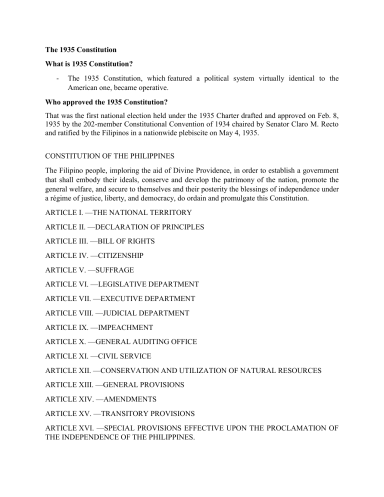 1935 Constitution of the Philippines